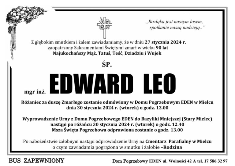 Nekrolog - śp. EDWARD LEO - EDEN Dom Pogrzebowy